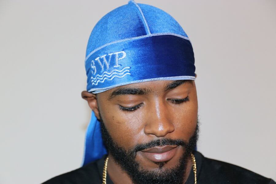 Velvet 3WP Royal Blue Du-rag (White Stitching) – 360WaveProcess