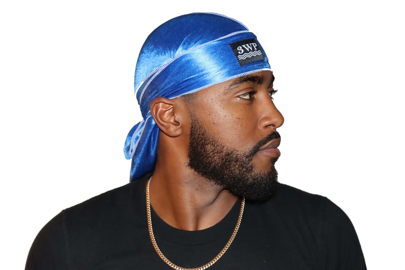 Silky 3WP Royal Blue Durag White Stitching – 360WaveProcess